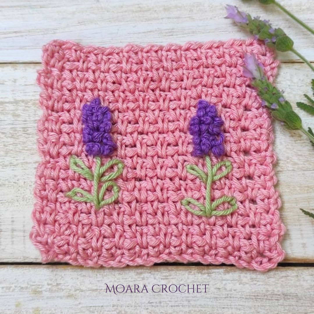 How to embroider on Crochet Lavender