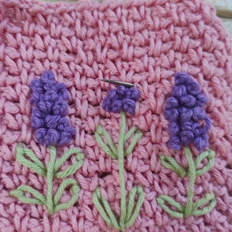 How to embroider on Crochet Lavender